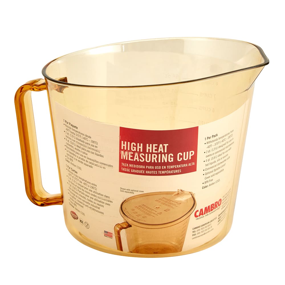 Cambro 200MCH150 2 qt High Heat Measuring Cup - Plastic, Amber