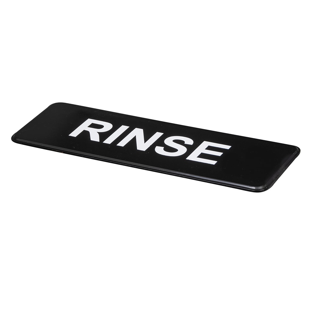 Vollrath 4522 Rinse Sign - 3" x 9", White on Black