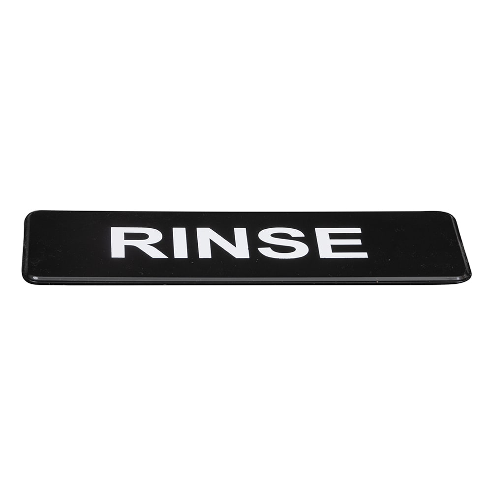 Vollrath 4522 Rinse Sign - 3" x 9", White on Black