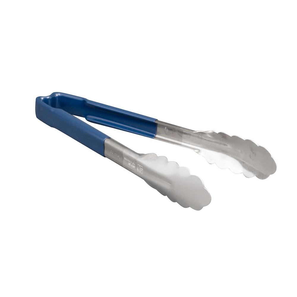 Vollrath 4780930 9 1/2"L Stainless Steel Utility Tongs - Blue