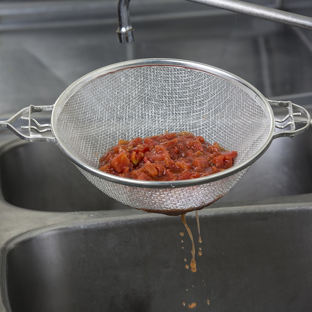 Tablecraft 1022 10" Strainer w/ Double Medium Mesh & Wooden Handle