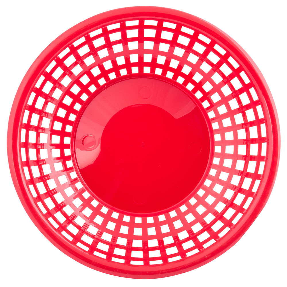 Tablecraft 1075R Round Serving Basket, 8 x 2 3/8", Poly, Red