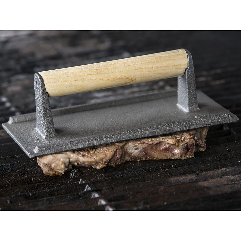 Tablecraft 3004 Cast Aluminum Steak Weight w/ Wood Handle