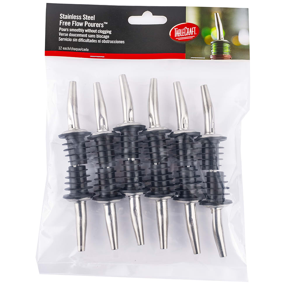 Tablecraft 330 Free Flow Tapered Speed Pourer, Chrome Plated, No Collar