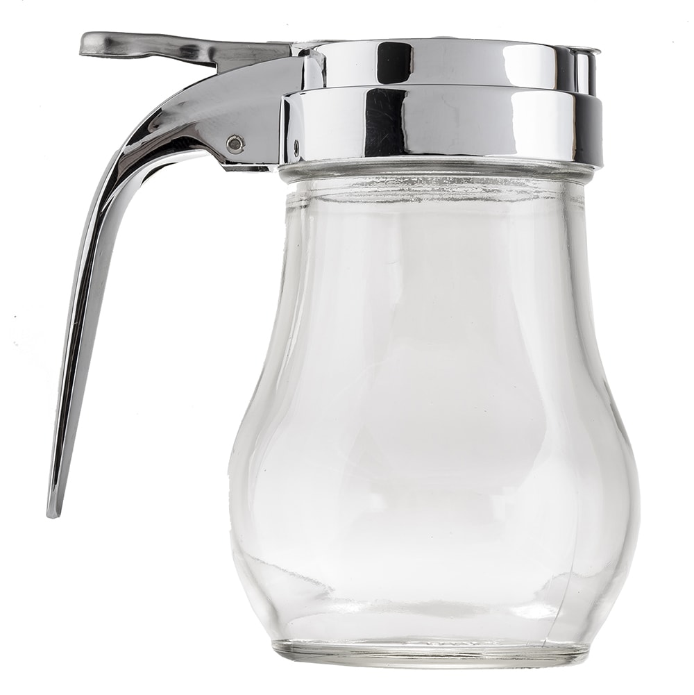 Tablecraft 406 6 oz Teardrop Dripcut Server - Glass, Chrome Top