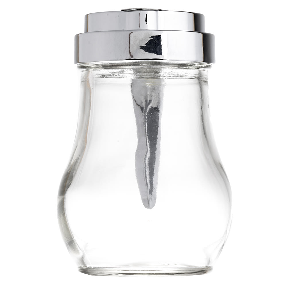 Tablecraft 406 6 oz Teardrop Dripcut Server - Glass, Chrome Top