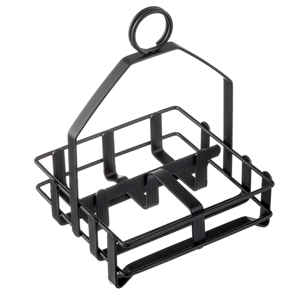 Tablecraft 609RBK 2 Compartment Rectangular Condiment Caddy - Metal ,Black