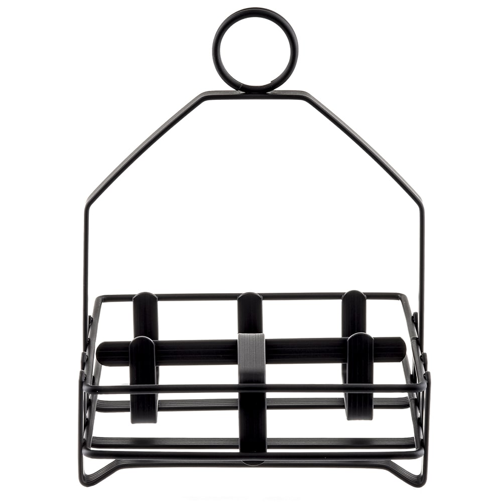 Tablecraft 609RBK 2 Compartment Rectangular Condiment Caddy - Metal ,Black
