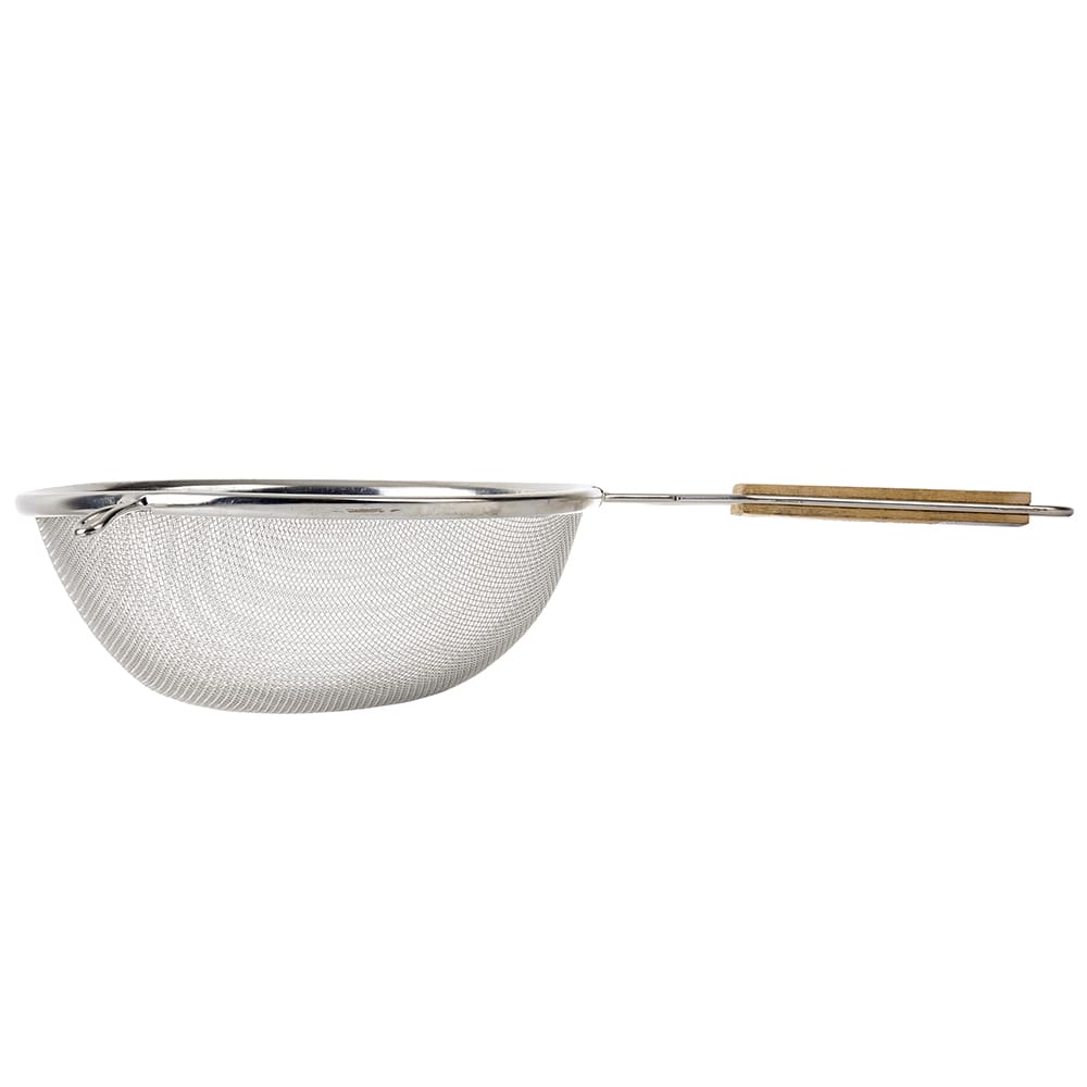 Tablecraft 88 8" Tinned Medium Mesh Strainer w/ Wooden Handle, Single