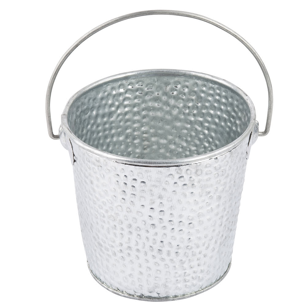 Tablecraft GT44 4" Round Collection Pail w/ Handle, Galvanized Steel