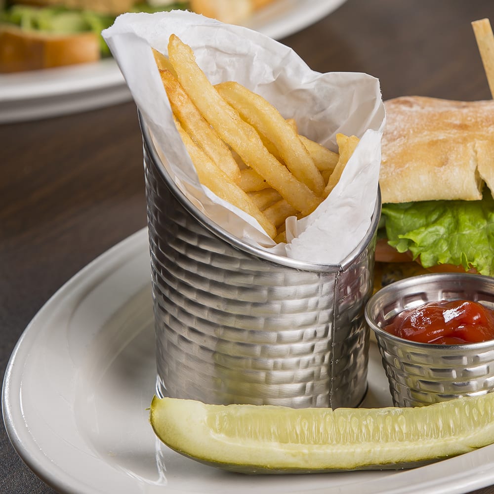 Tablecraft GTSS28 9 1/2 oz Round Brickhouse Collection Fry Cup - 3 3/8 ...