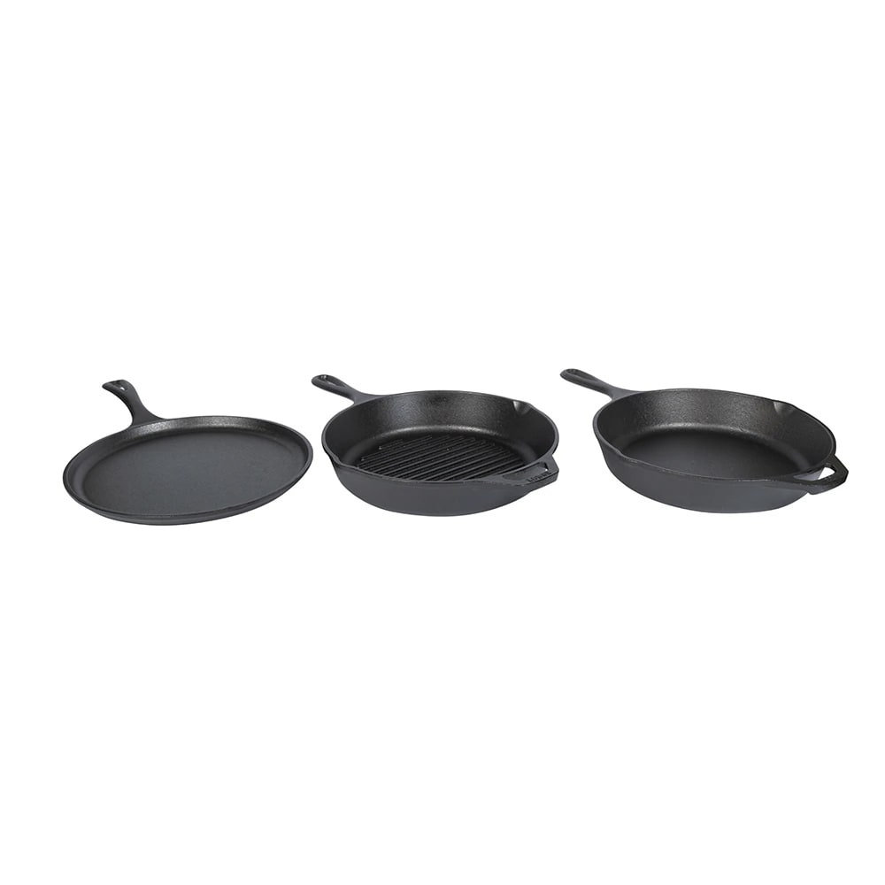 Lodge 6 Piece Seasoned Cast Iron Cookware Set w/ Pans & Accessories ...