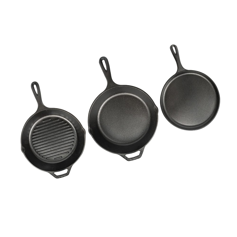 Lodge 6 Piece Seasoned Cast Iron Cookware Set w/ Pans & Accessories ...