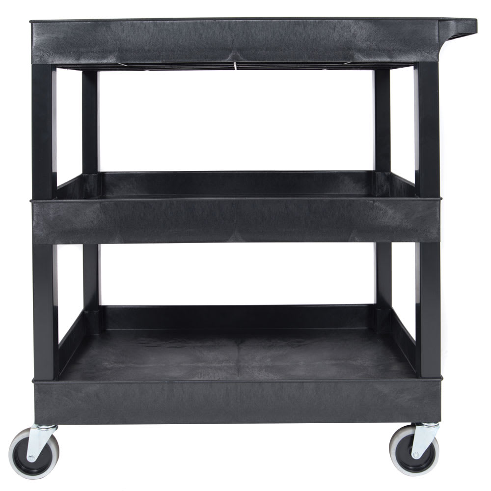 Luxor 3 Level Polymer Utility Cart w/ 400 lb Capacity, Raised Ledges ...