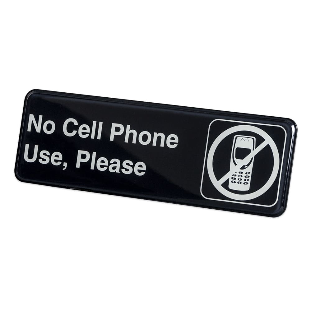 Update S39-31BK No Cell Phone Use Sign - 3" x 9", White on Black
