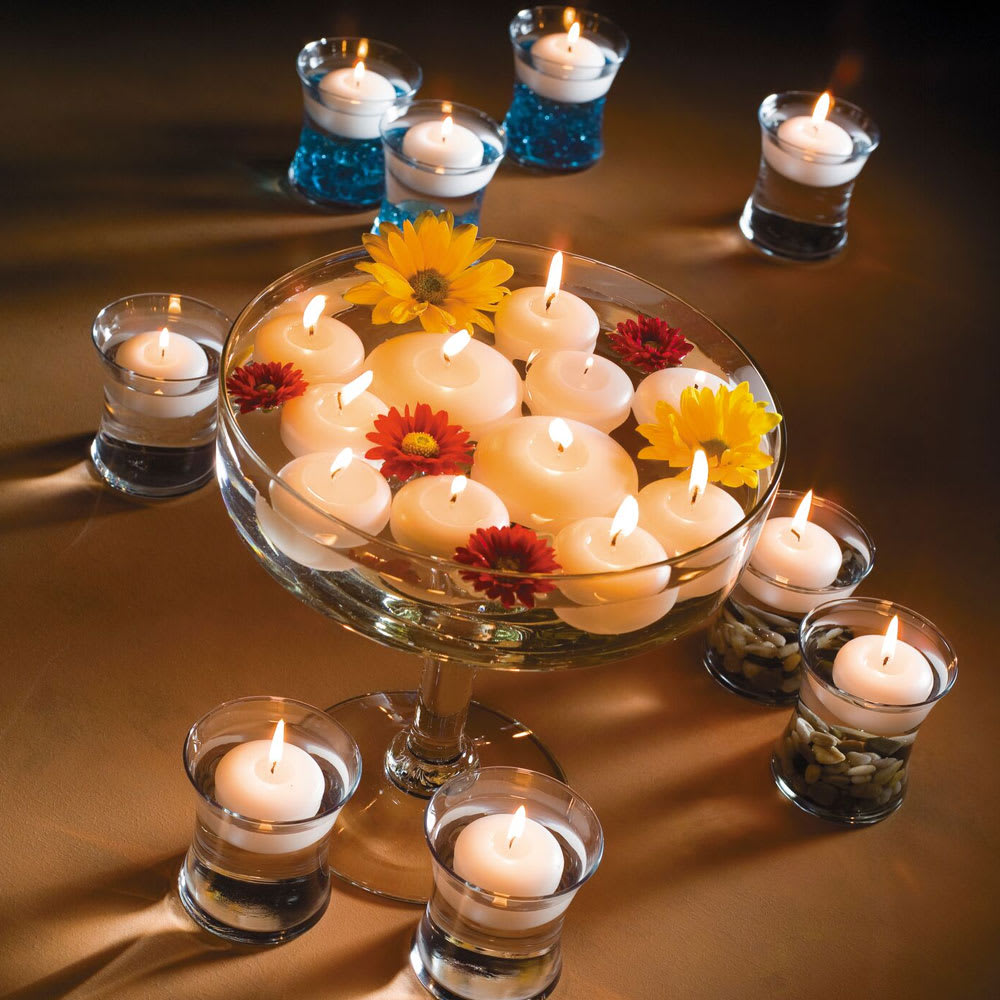 Hollowick FC2W-144 Floating Candle, 2 x 1 3/16", Wax, White