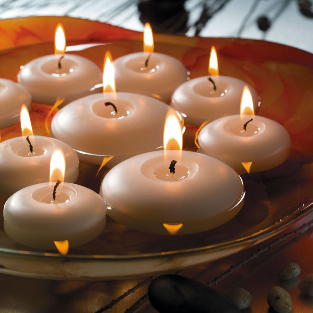 Hollowick FC2W-144 Floating Candle, 2 x 1 3/16", Wax, White