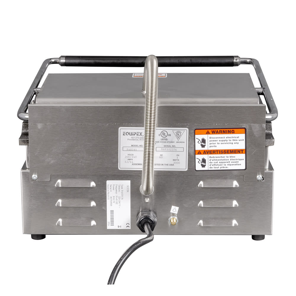 Equipex PANINI Single Commercial Panini Press w/ Cast Iron Grooved ...