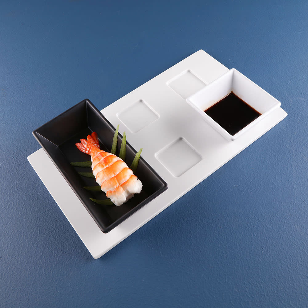 Elite Global Solutions 11" x 6 1/2" Rectangular Zen Ramekin Plate ...