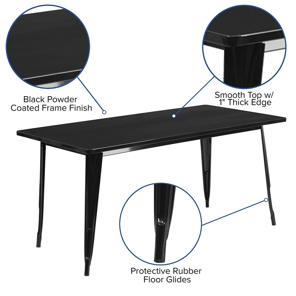 Flash Furniture ET-CT005-BK-GG Rectangular Dining Height Table - 63"W x ...