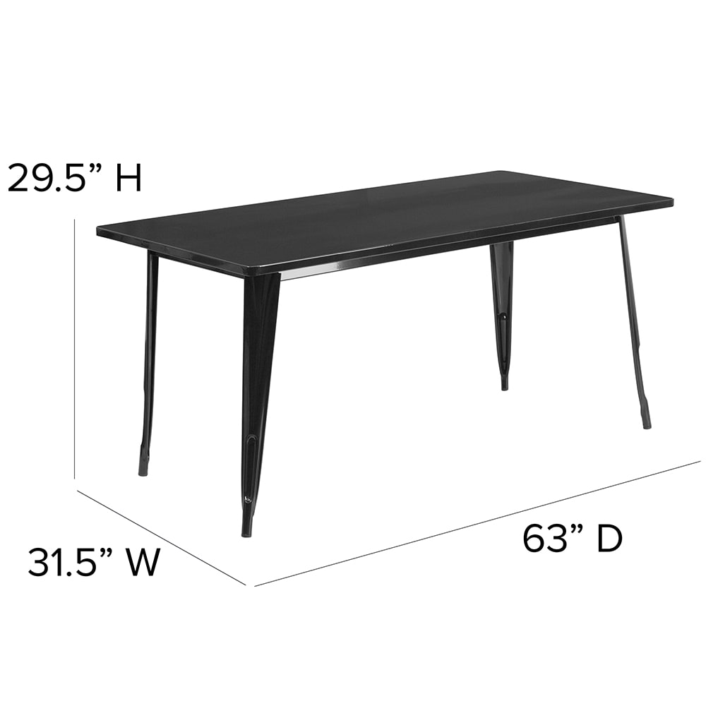 Flash Furniture ET-CT005-BK-GG Rectangular Dining Height Table - 63"W x ...