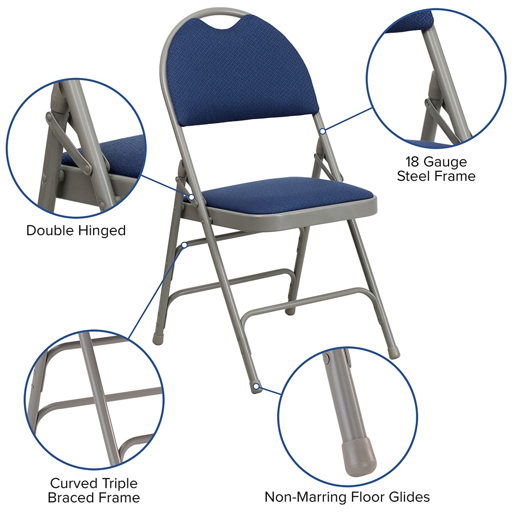 Flash Furniture HA-MC705AF-3-NVY-GG Extra Large Folding Chair w/ Navy ...