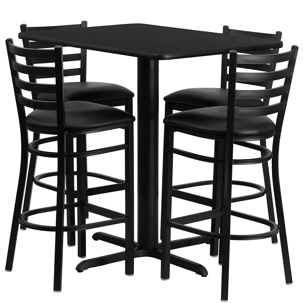 Flash Furniture HDBF1017-GG Bar Height Table w/ Black Laminate Top & (4 ...