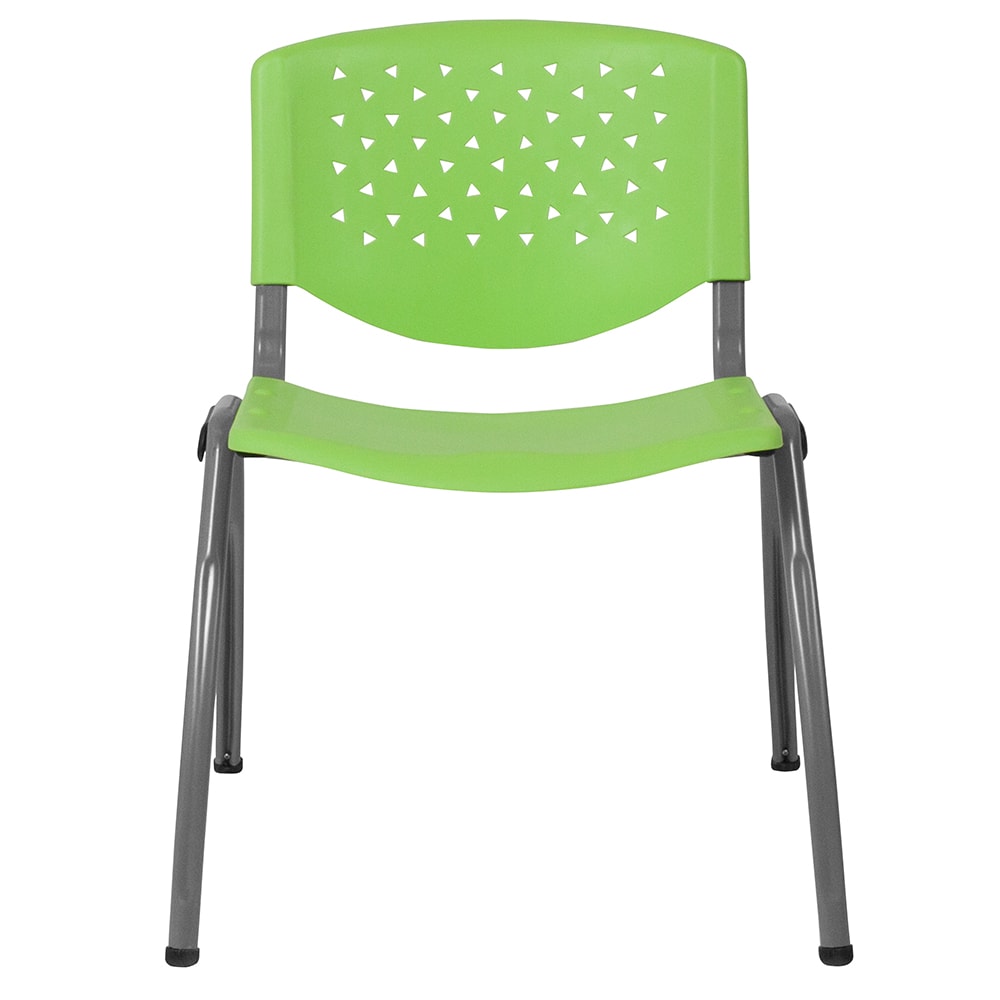 Flash Furniture RUT-F01A-GN-GG Stacking Chair w/ Green Plastic Back ...