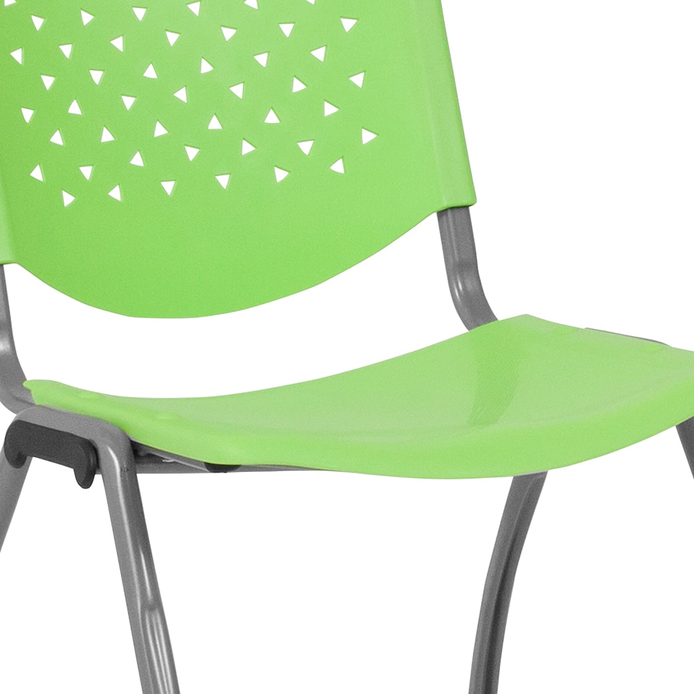 Flash Furniture RUT-F01A-GN-GG Stacking Chair w/ Green Plastic Back ...
