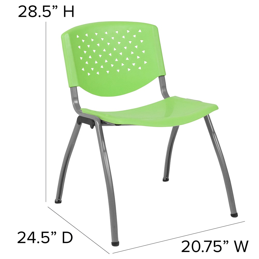 Flash Furniture RUT-F01A-GN-GG Stacking Chair w/ Green Plastic Back ...