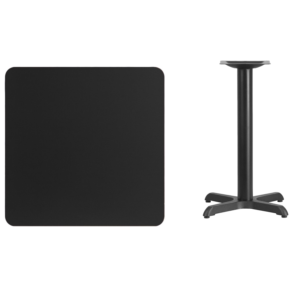 Flash Furniture XU-BLKTB-3030-T2222-GG 30" Square Dining Height Table w ...