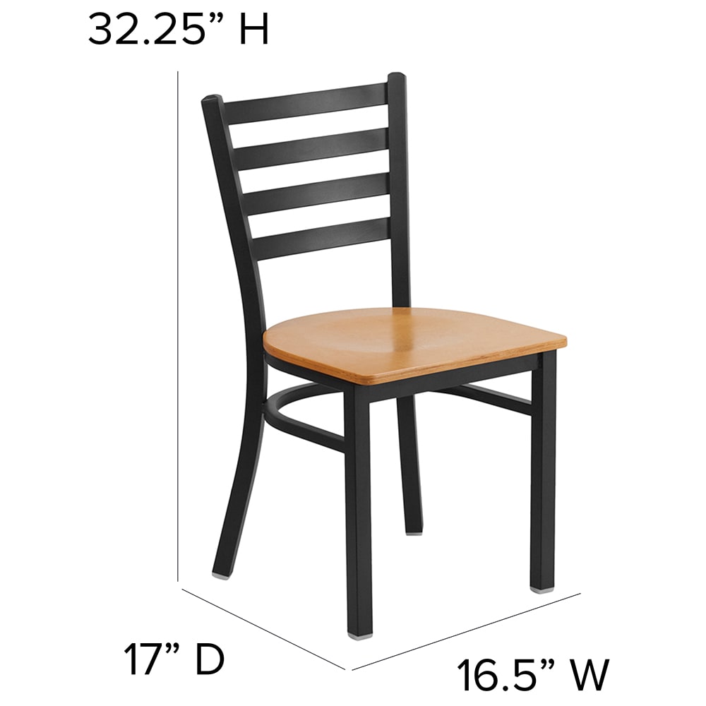 Flash Furniture XU-DG694BLAD-NATW-GG Restaurant Chair w/ Ladder Back ...