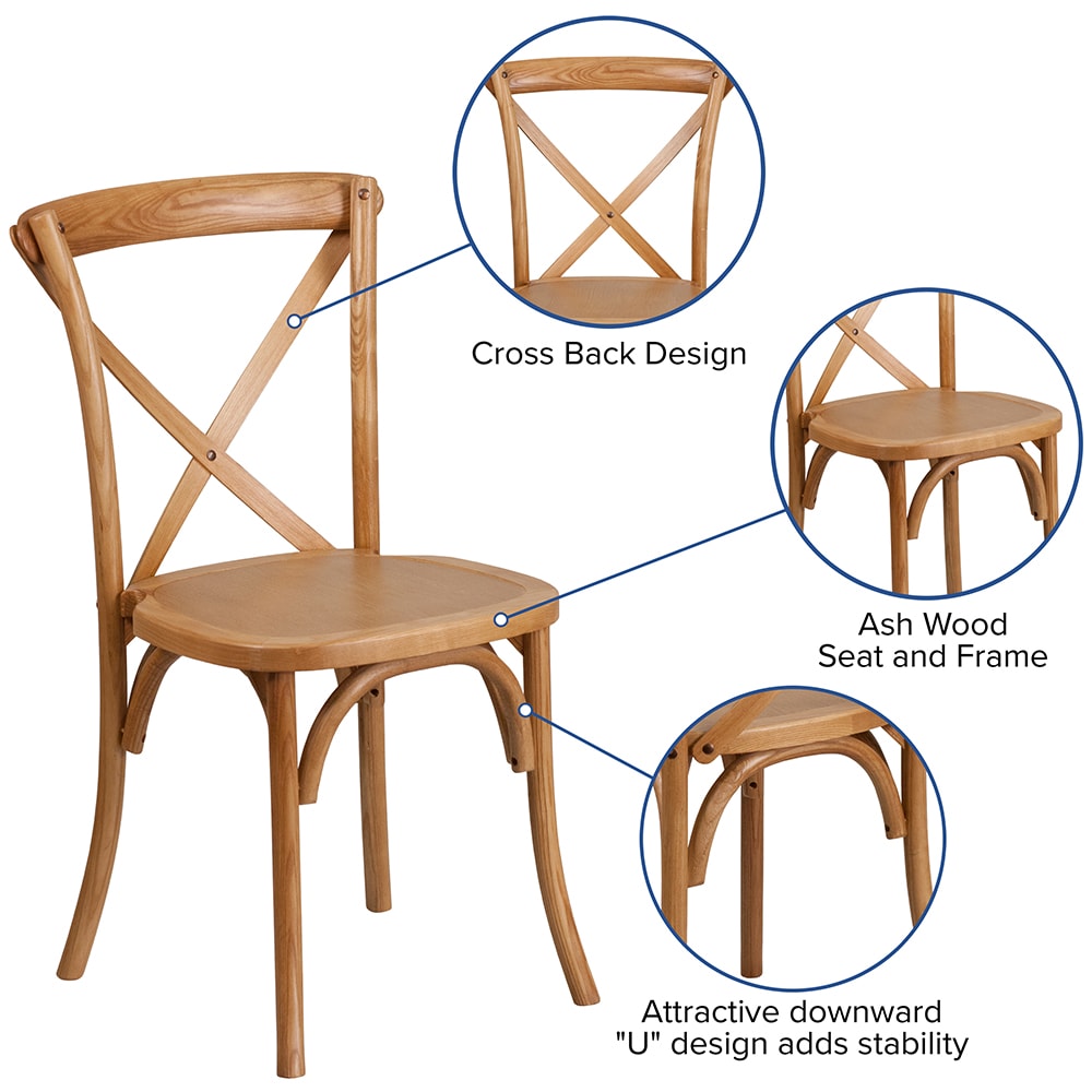 Flash Furniture XU-X-OAK-GG Stacking Chair w/ Cross Back - Ash Wood ...