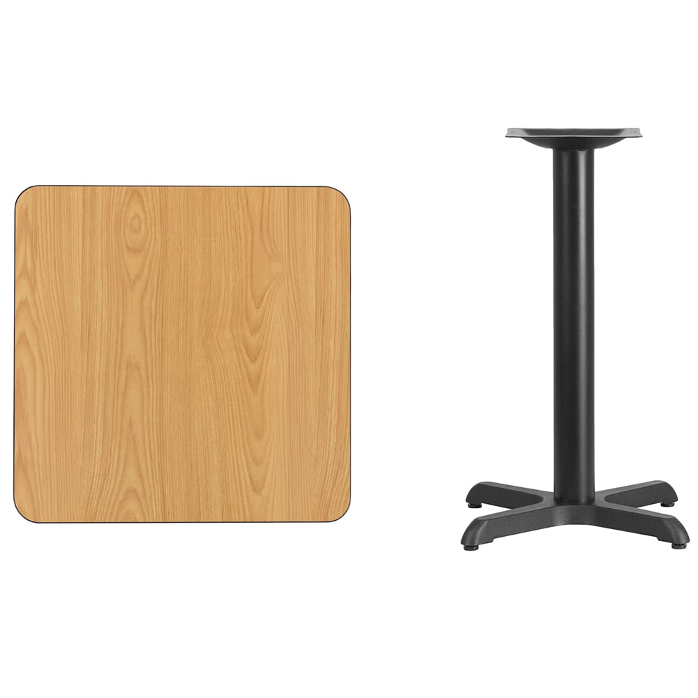 Flash Furniture XU-NATTB-2424-T2222-GG 24" Square Dining Height Table w ...