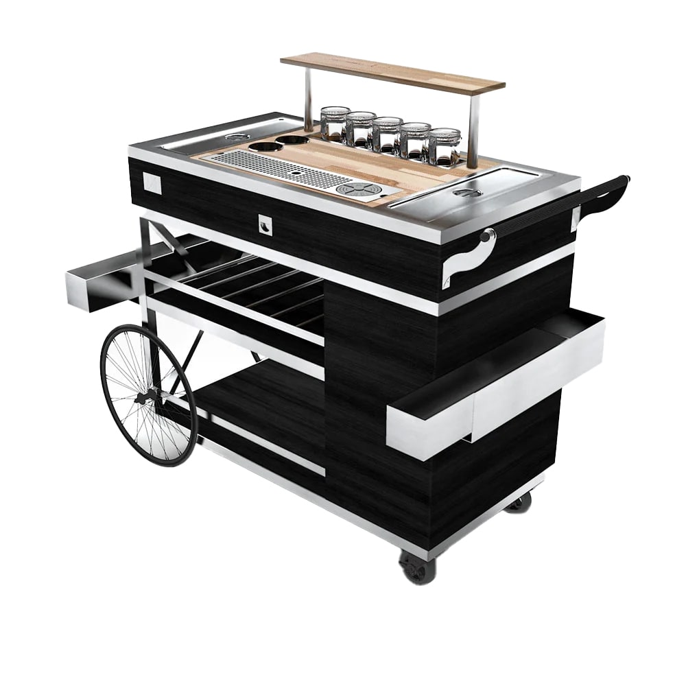 Forbes Industries 56" Portable Bar w/ Wood Veneer Cabinet & Butcher ...