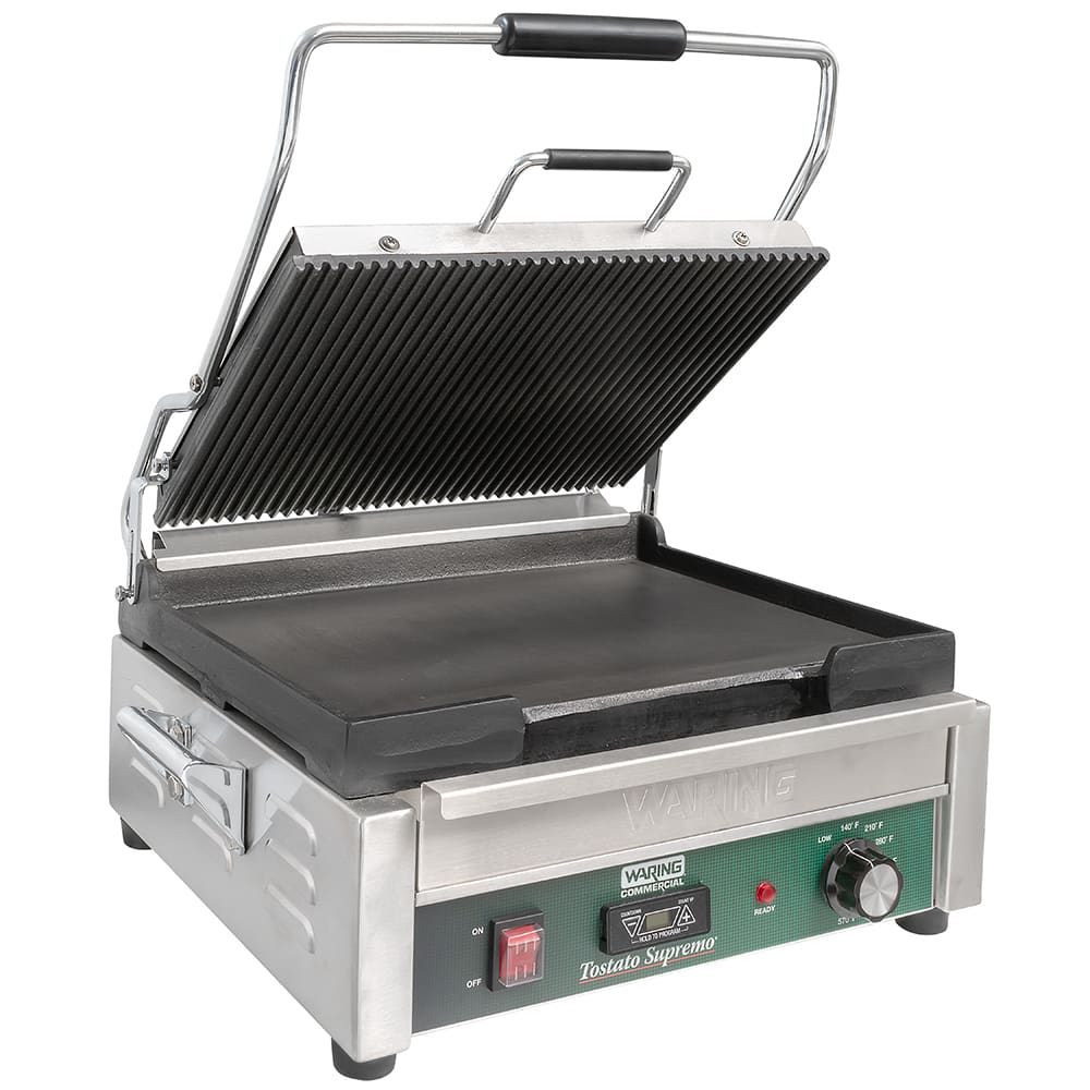 Waring WDG250T Double Commercial Panini Press w/ Cast Iron Grooved ...