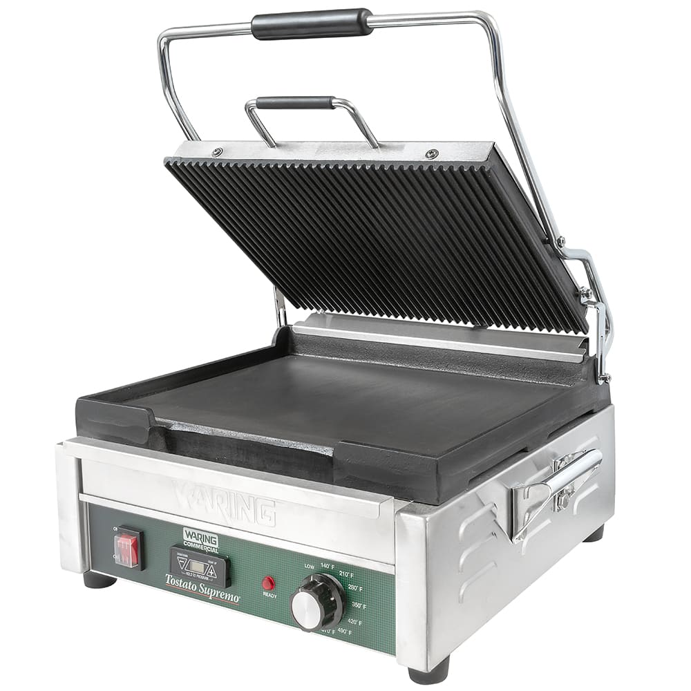 Waring WDG250T Double Commercial Panini Press w/ Cast Iron Grooved ...