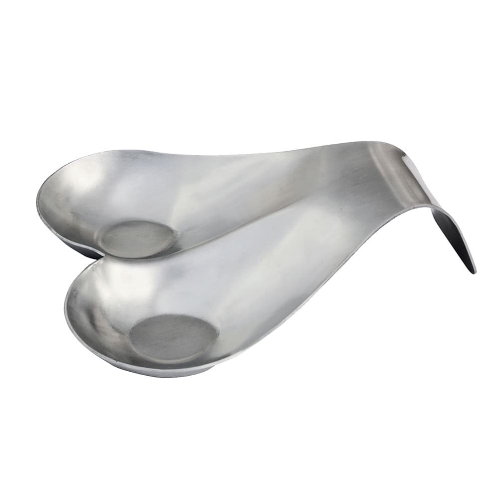 Tablecraft HB2 Double Spoon Rest - 7 1/2" x 7", Brushed Stainless Steel
