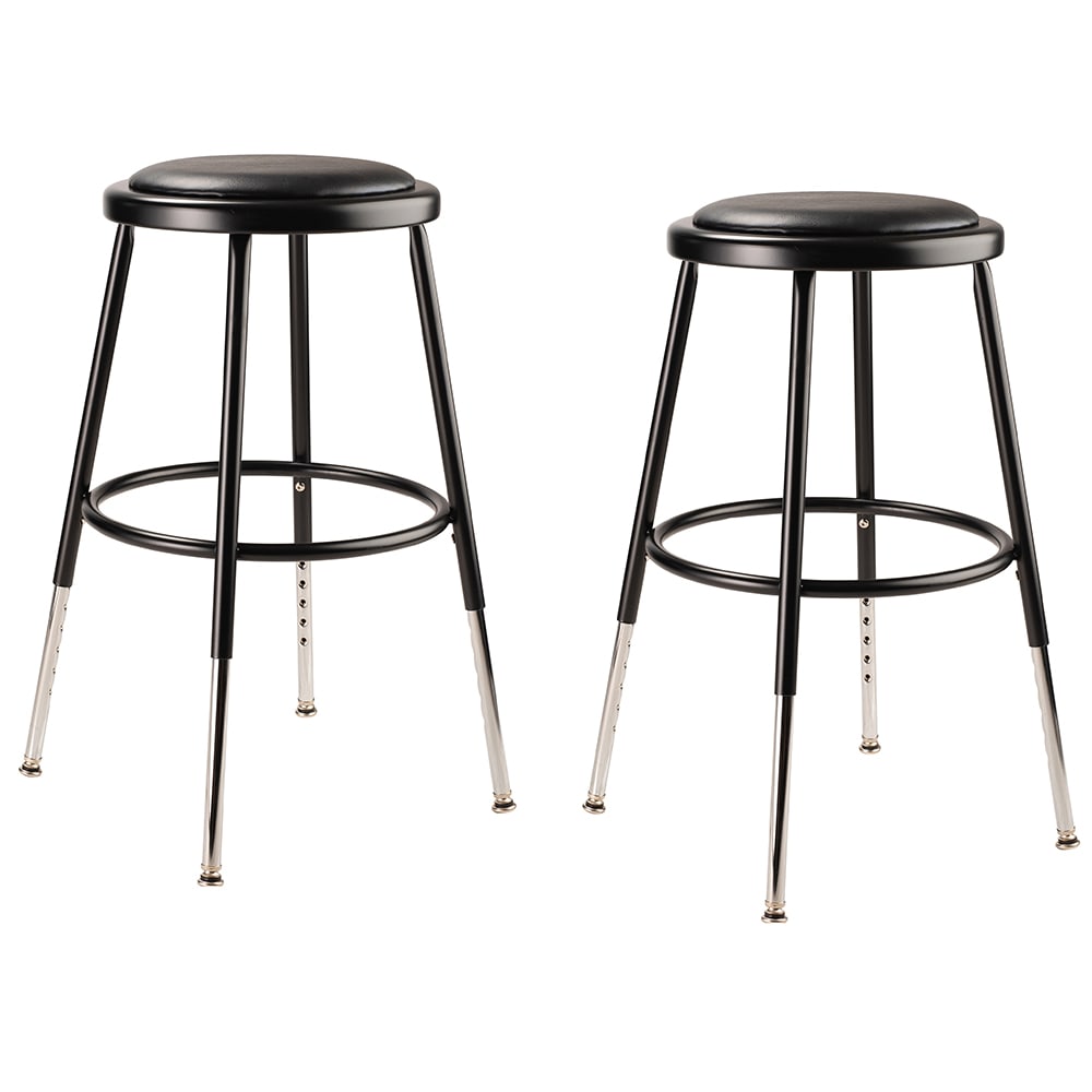 National Public Seating 6418H-10 Round Backless Stool w/ Black Vinyl ...