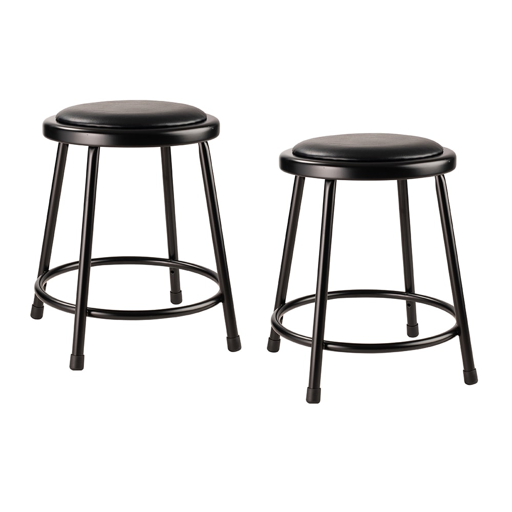 National Public Seating 6418-10 Round Backless Stool w/ Black Vinyl ...