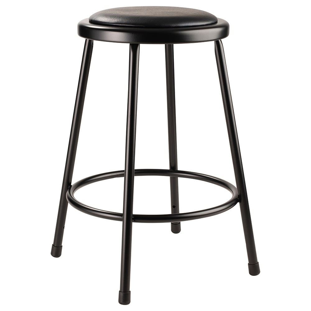 National Public Seating 6424-10 Round Backless Stool w/ Black Vinyl ...