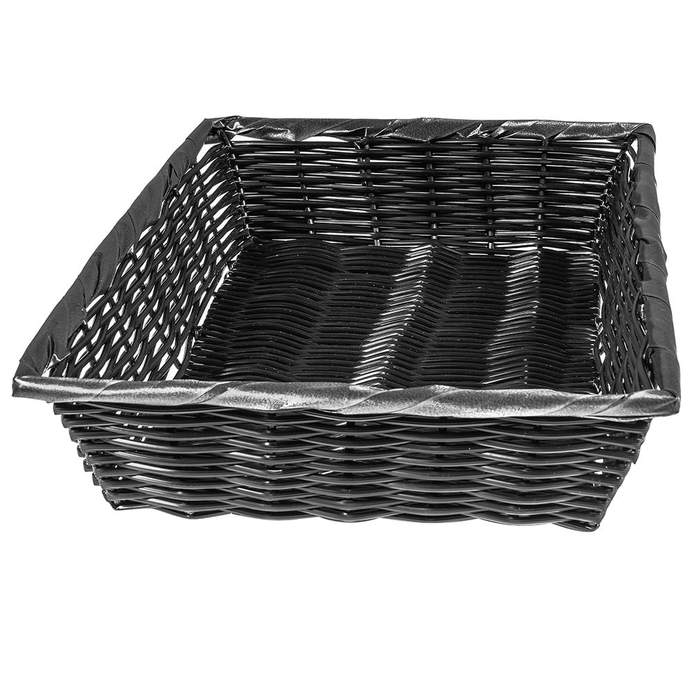 Tablecraft 2488 Rectangular Handwoven Basket, 14 x 10 x 3", Poly, Black