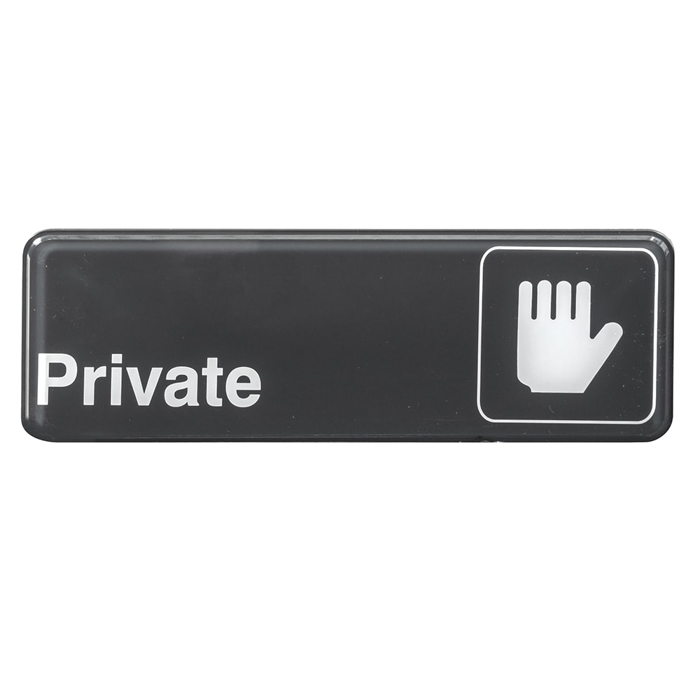 Update S39-3BK Private Sign - 3" x 9", White on Black