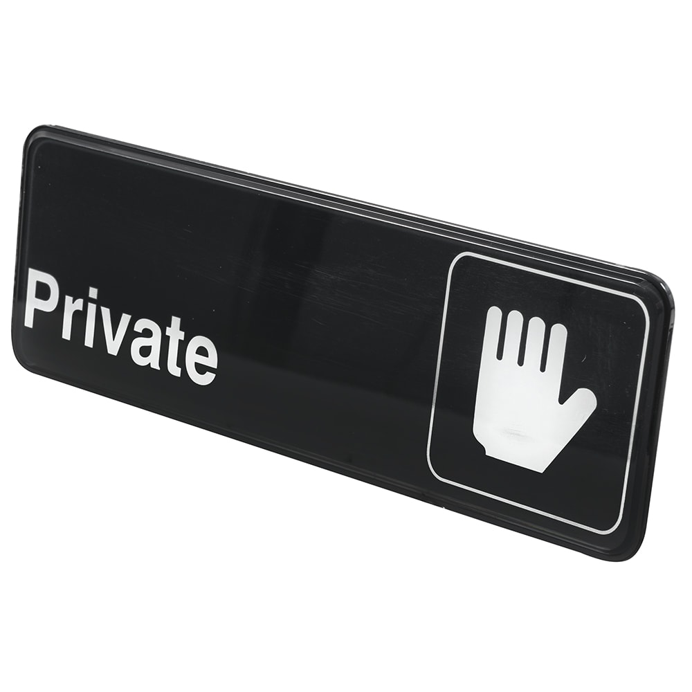 Update S39-3BK Private Sign - 3" x 9", White on Black