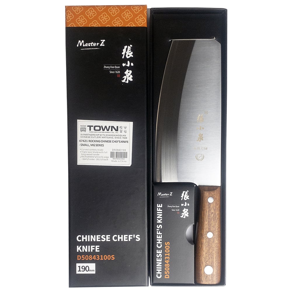 Town 7 1/2" Rocking Cleaver w/ Wood Handle, Stainless Steel (47421)