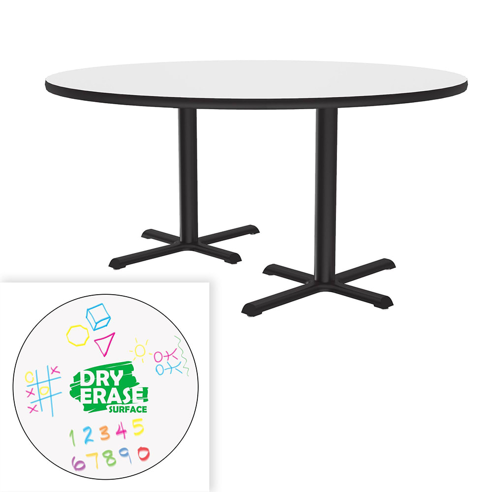 Correll 60" Round Café/Breakroom Table w/ Dry Erase Markerboard Top, 29 ...