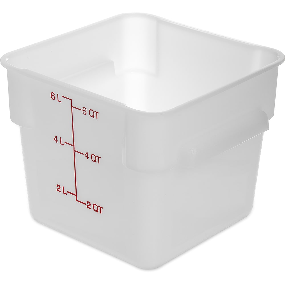 Carlisle 6 qt Square Food Storage Container - Polyethylene, White ...