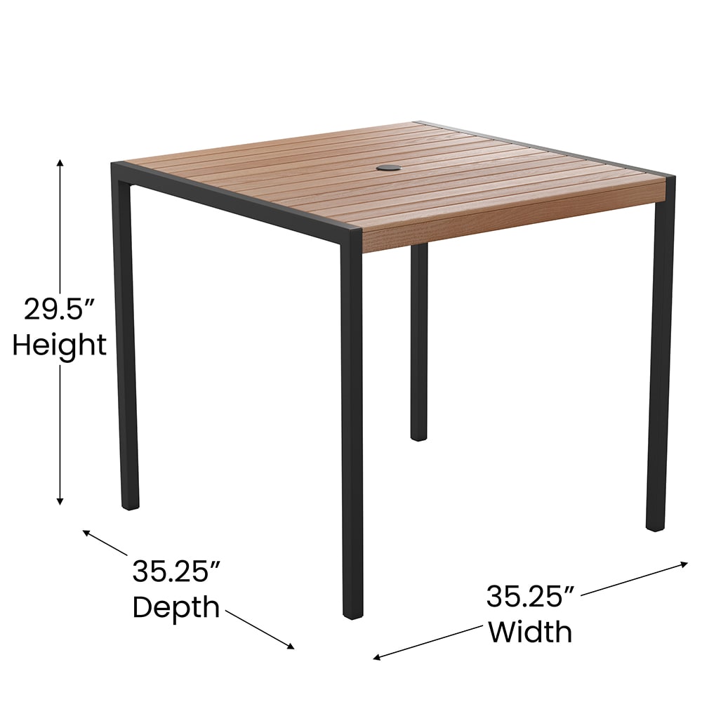 Flash Furniture XU-DG-UH8100-GG 35 1/4" Square Patio Table w/ Faux Teak ...