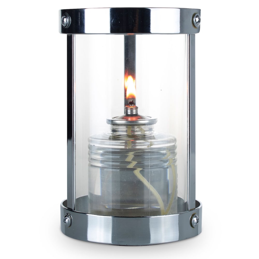 Sterno Penny Candle Lamp - 3 3/8"D x 5 1/2"H, Clear Glass/Silver Metal ...