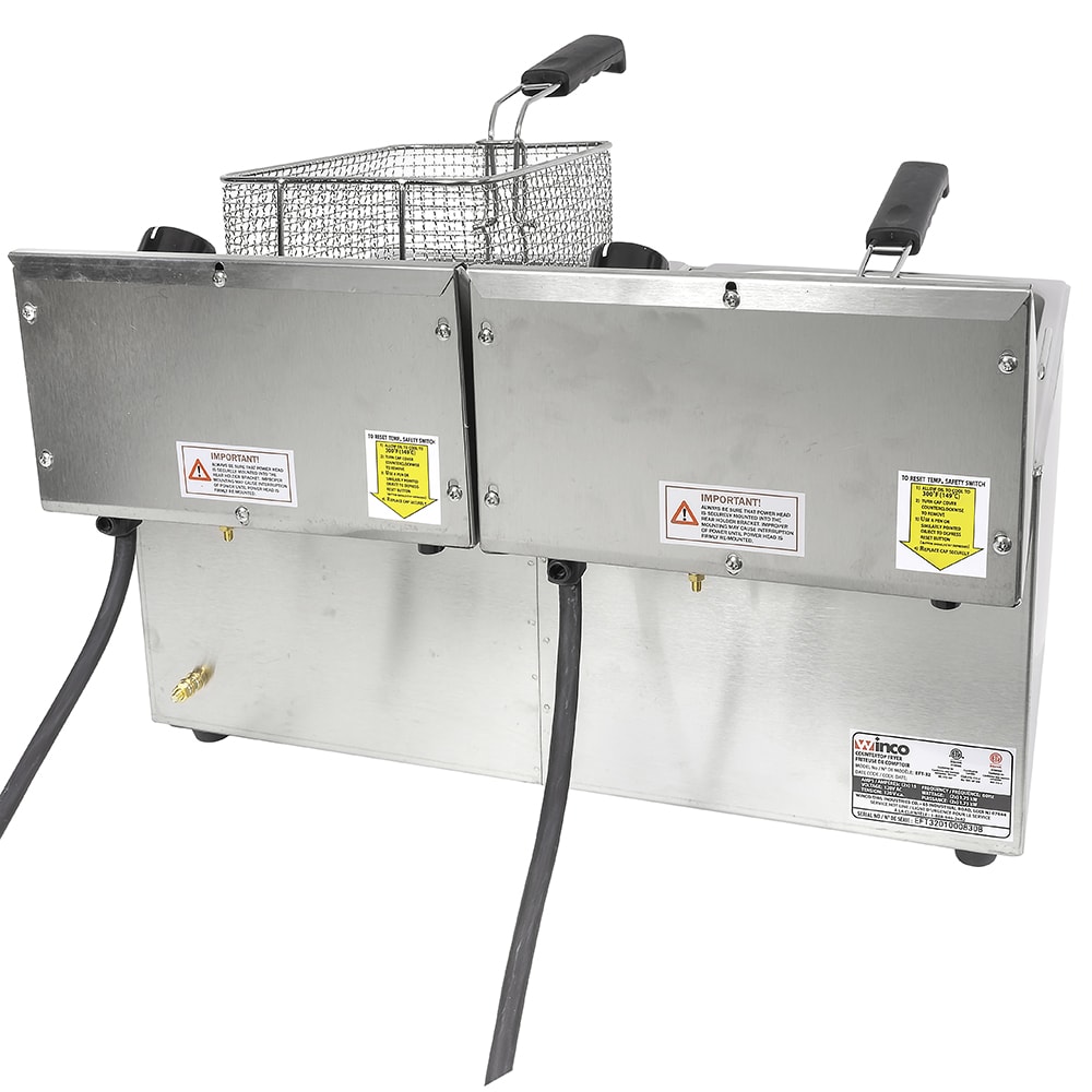 Winco EFT-32 Countertop Electric Fryer - (2) 16 lb Vats, 120v